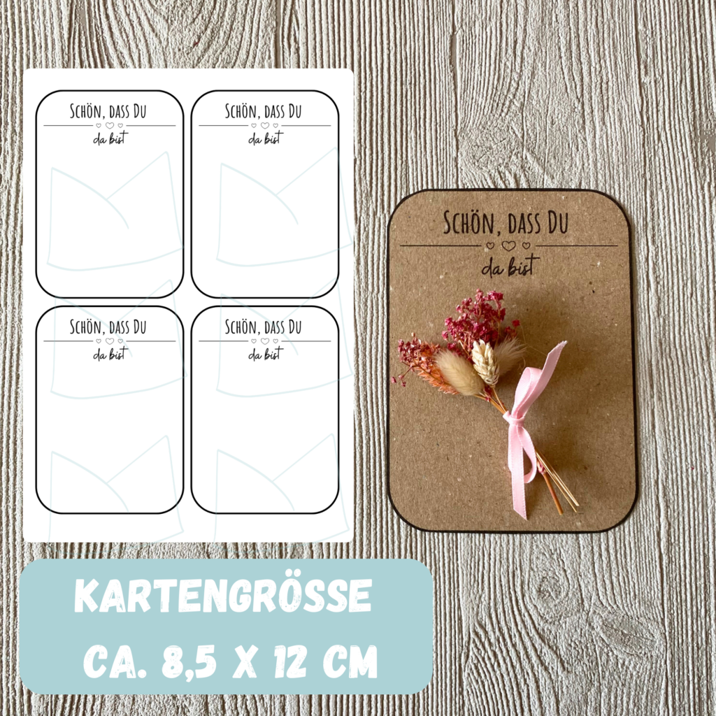 Geschenkkarte - Schön, dass Du da bist - Bastelvorlage PDF